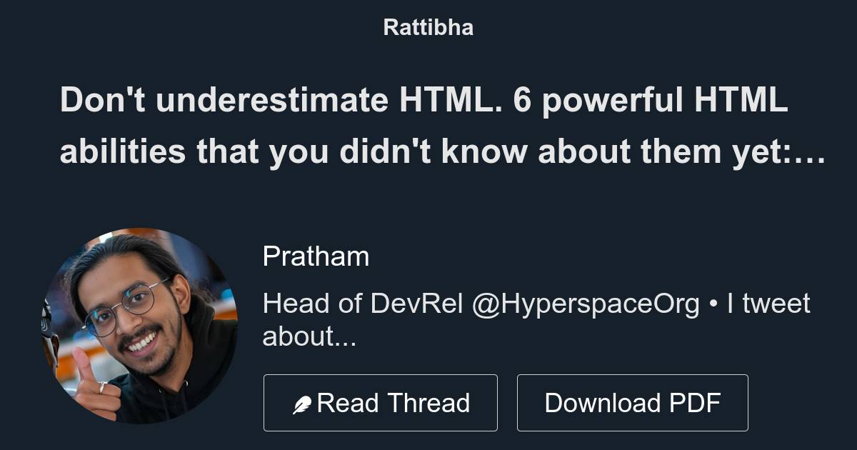 Don't underestimate HTML. 6 powerful HTML abilities that you didn't know about them yet: 🧵 ...