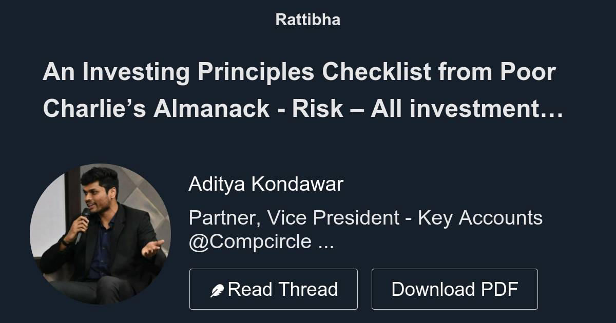 An Investing Principles Checklist from Poor Charlie’s Almanack - Risk ...