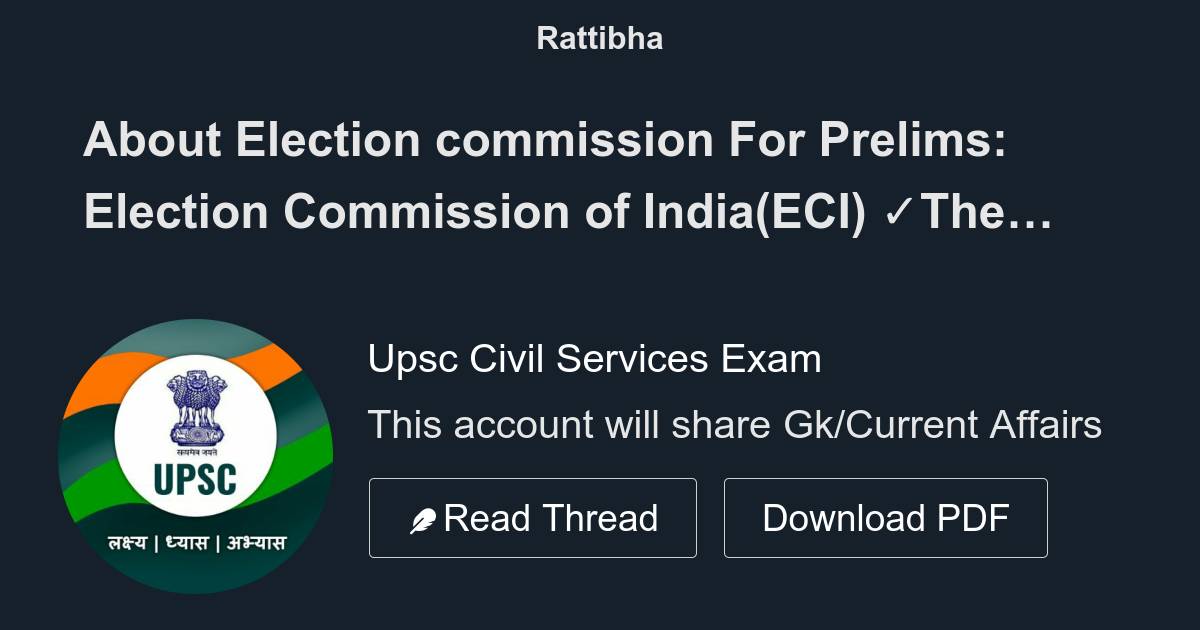 About Election commission For Prelims: Election Commission of India(ECI ...
