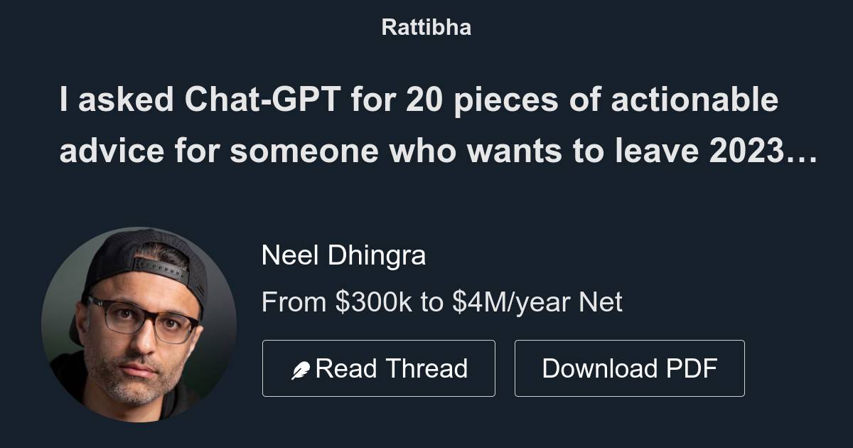 I asked Chat-GPT for 20 pieces of actionable advice for someone who ...