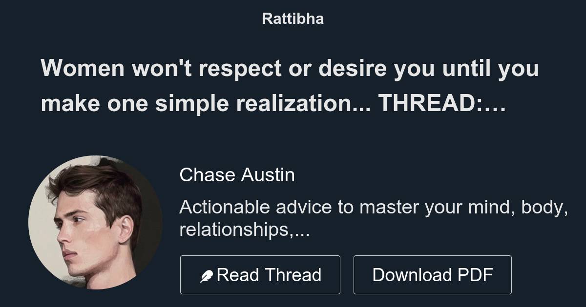 Women won't respect or desire you until you make one simple realization ...