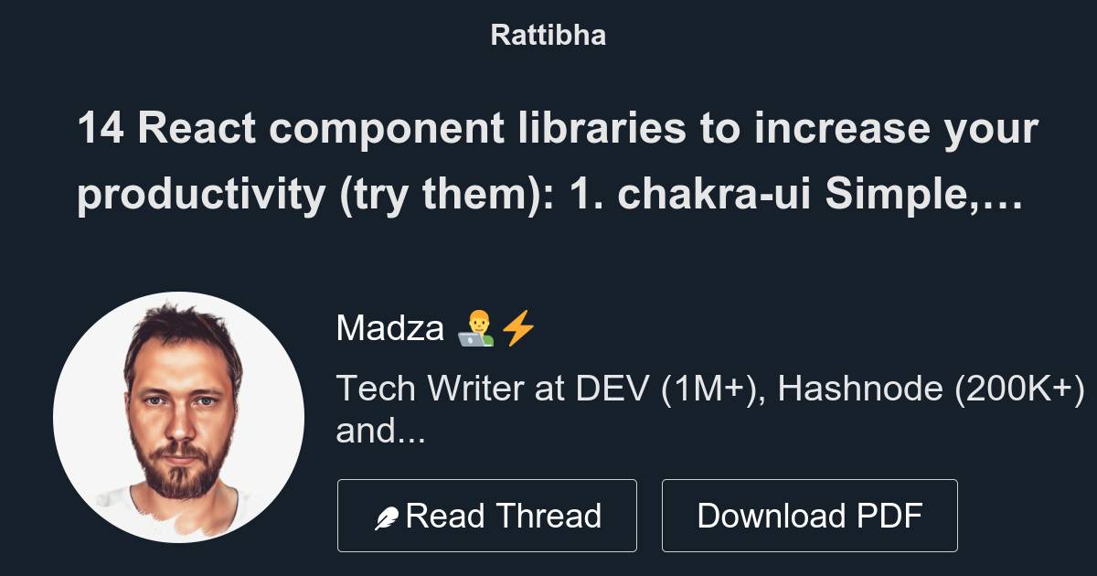14 React component libraries to increase your productivity (try them): - المسلسل من Madza 👨‍💻⚡ ...