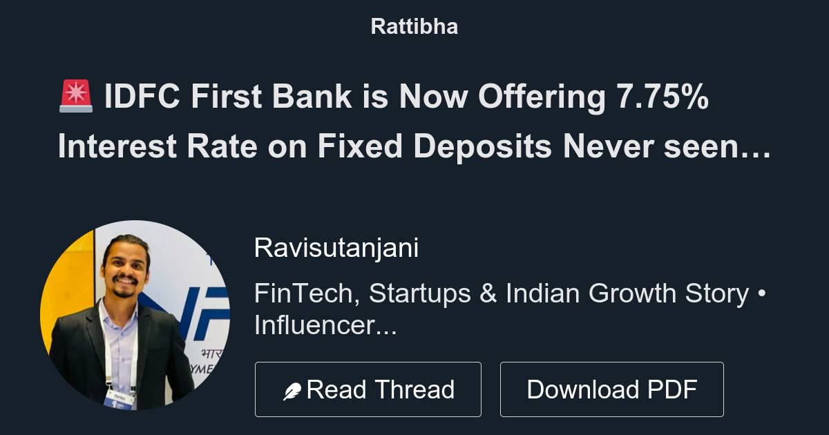 🚨 IDFC First Bank is Now Offering 7.75% Interest Rate on Fixed Deposits ...