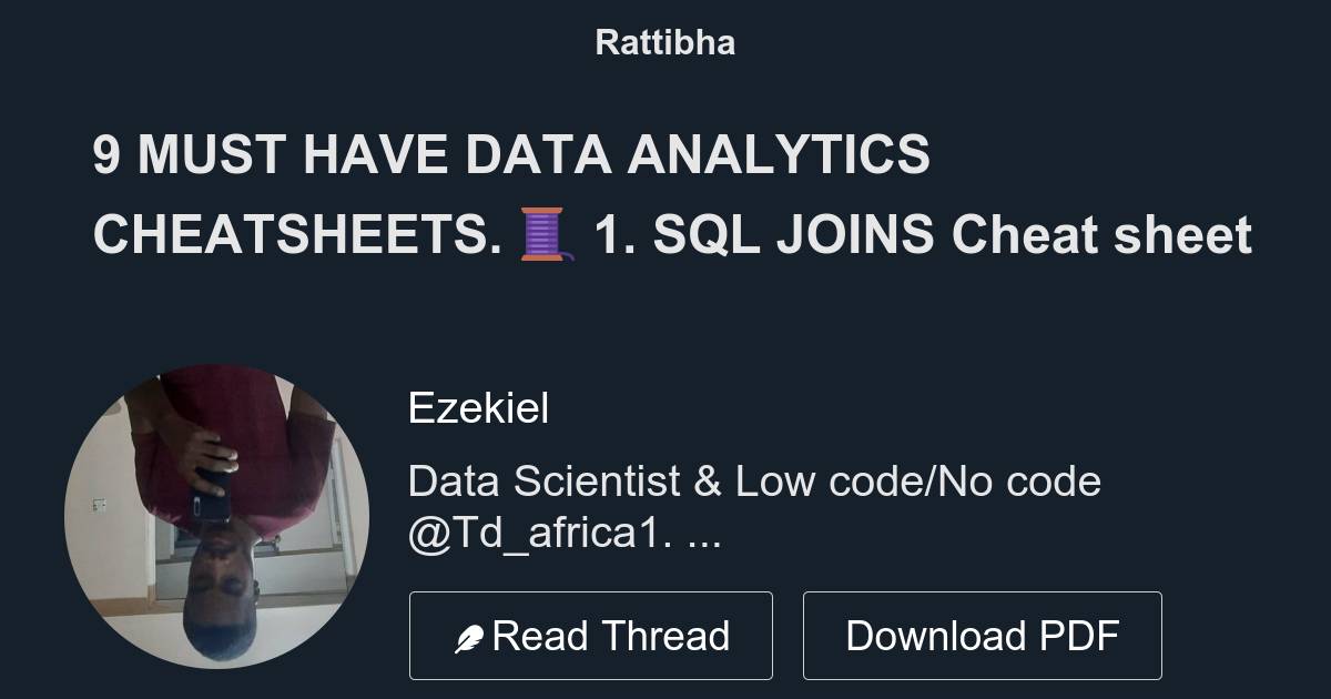 9 MUST HAVE DATA ANALYTICS CHEATSHEETS. 🧵 - المسلسل من Ezekiel @ezekiel_aleke - رتبها