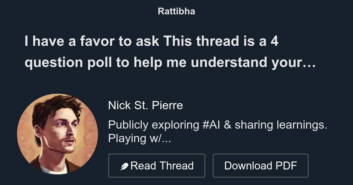 I have a favor to ask This thread is a 4 question poll to help me understand your thoughts on my ...