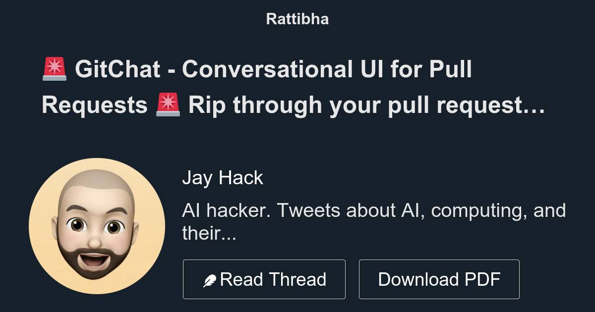 🚨 GitChat - Conversational UI for Pull Requests 🚨 https://t.co/5Sp5ydTxMQ Rip through your pull ...