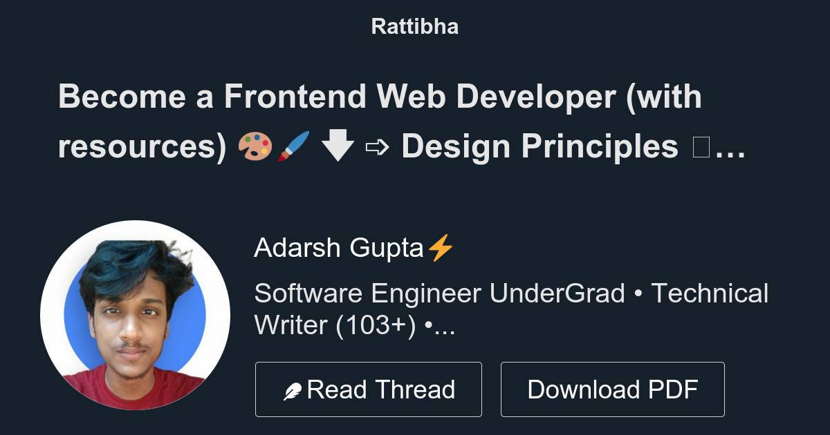 Become a Frontend Web Developer (with resources) 🎨🖌 🡇 - المسلسل من Adarsh Gupta⚡ @Adarsh ...