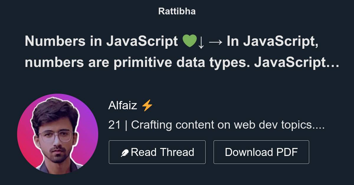 Numbers In JavaScript In JavaScript Numbers Are Primitive Data Numbers In JavaScript In JavaScript Numbers Are Primitive Data