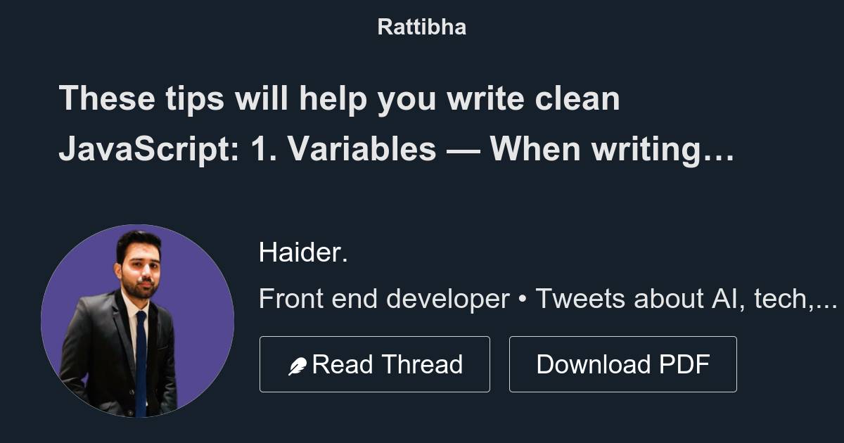 These tips will help you write clean JavaScript: - المسلسل من Haider ...