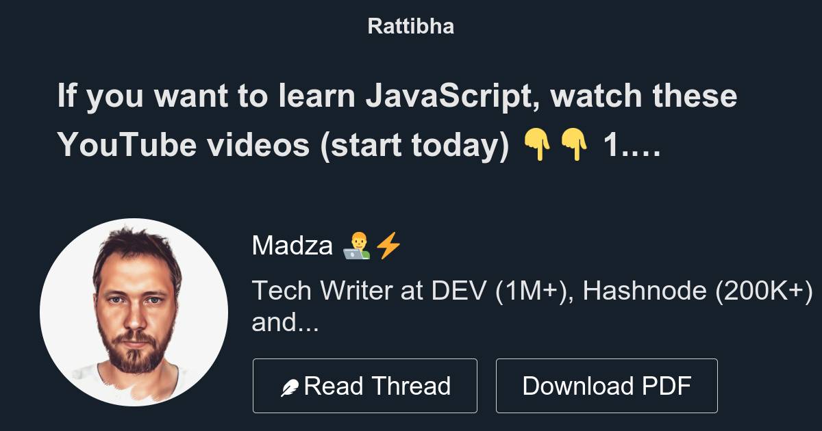 If You Want To Learn Javascript Watch These Youtube Videos Start