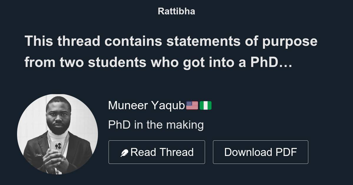 This thread contains statements of purpose from two students who got ...