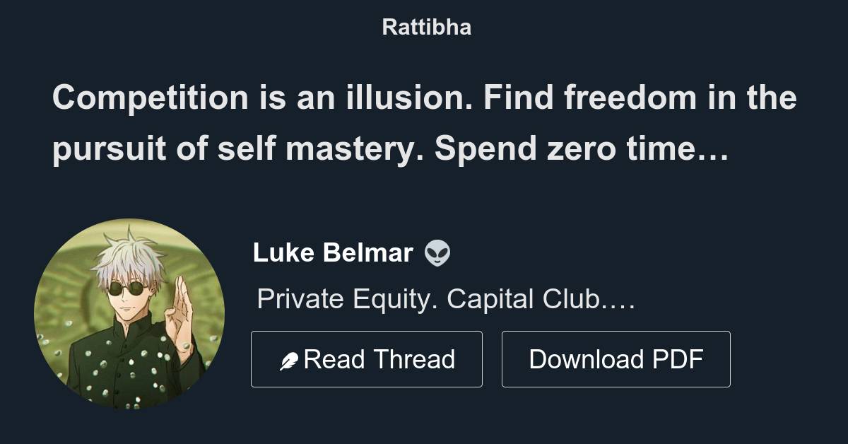 Competition is an illusion. Find freedom in the pursuit of self mastery ...