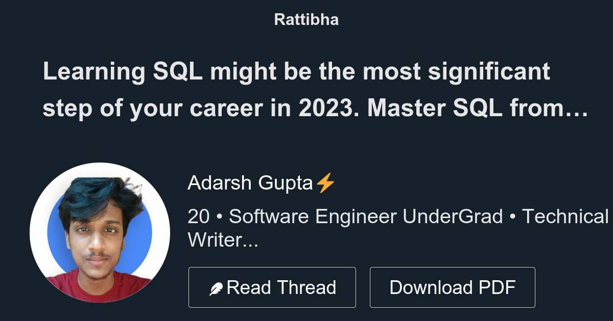 Learning SQL might be the most significant step of your career in 2023. Master SQL from here👇🏻 ...