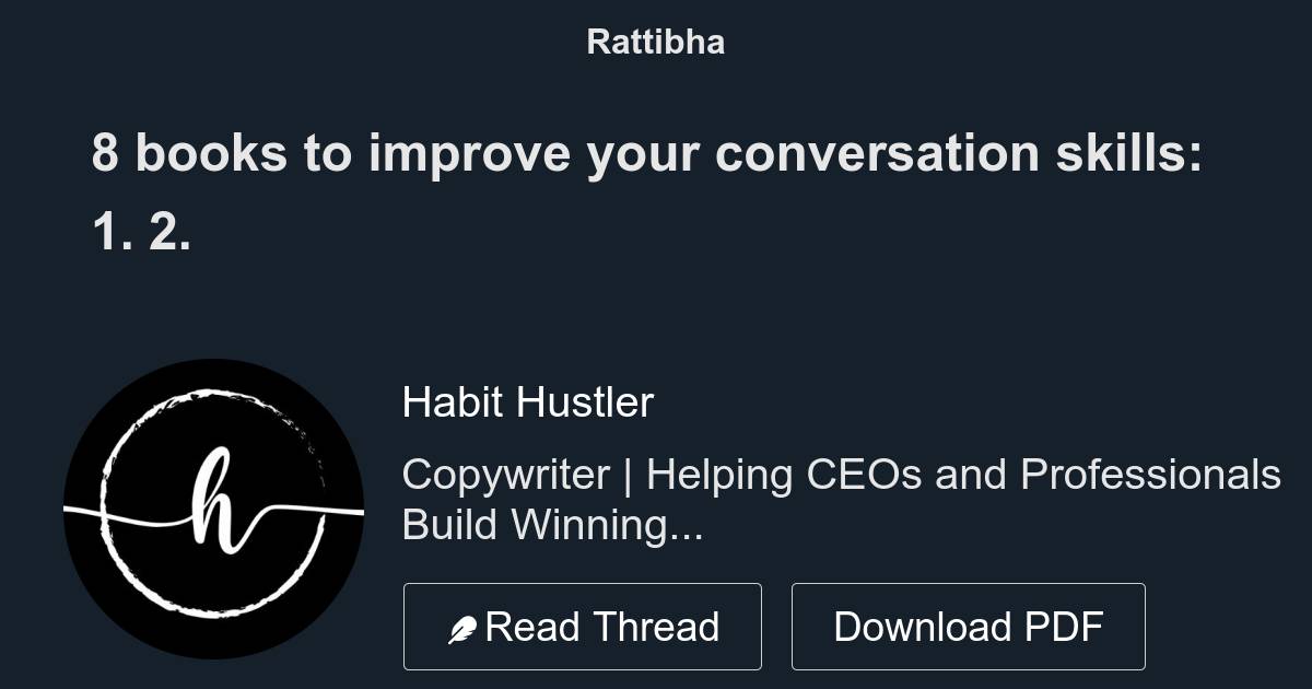 8 books to improve your conversation skills: 1. - Thread from Habit Hustler @HabitHustler ...