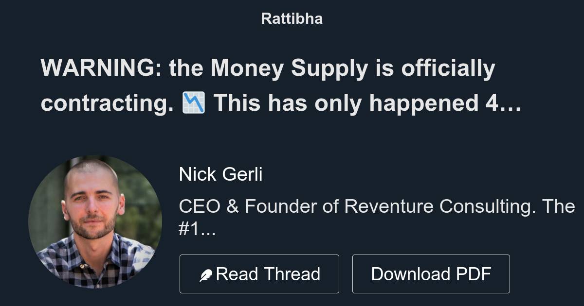 WARNING: the Money Supply is officially contracting. 📉 This has only ...