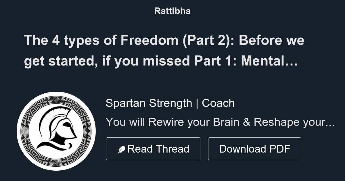 The 4 types of Freedom (Part 2): - Thread from Ryan | Fitness Coach 🤙 ...
