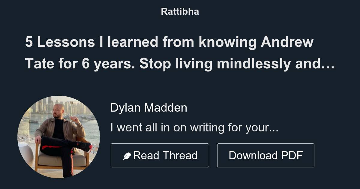 5 Lessons I learned from knowing Andrew Tate for 6 years. Stop living mindlessly and start ...
