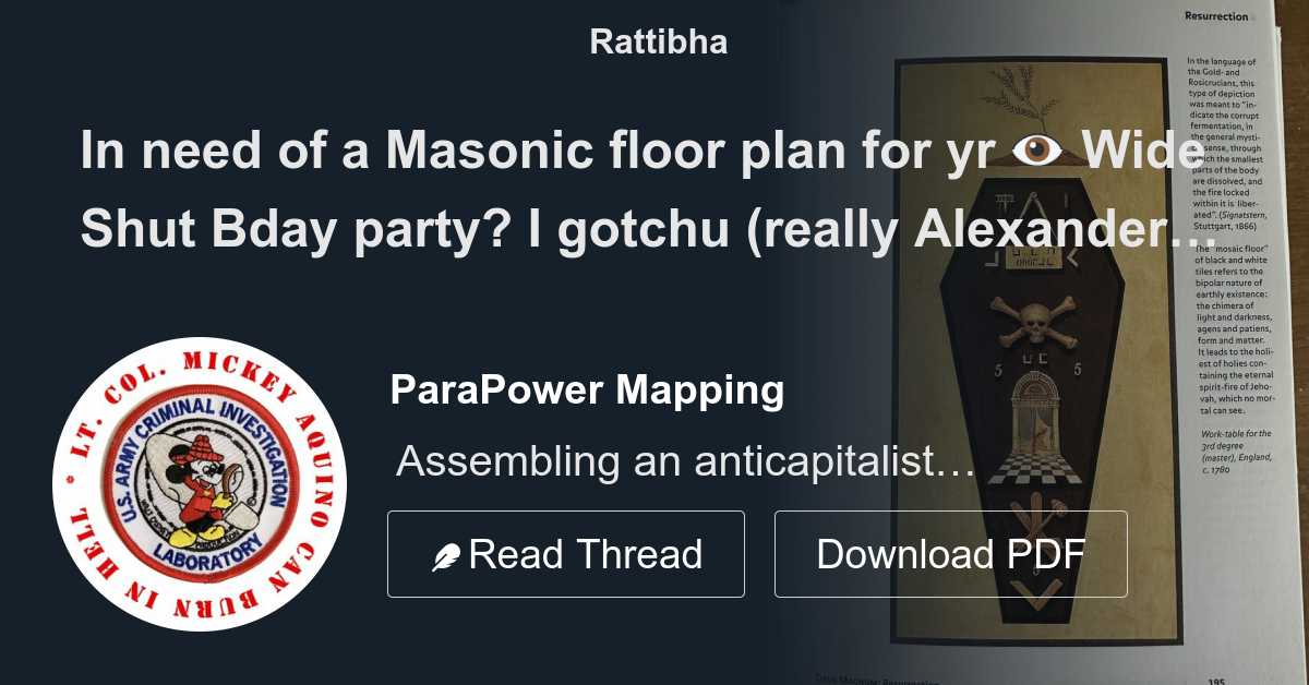 In need of a Masonic floor plan for yr 👁️ Wide Shut Bday party? I ...