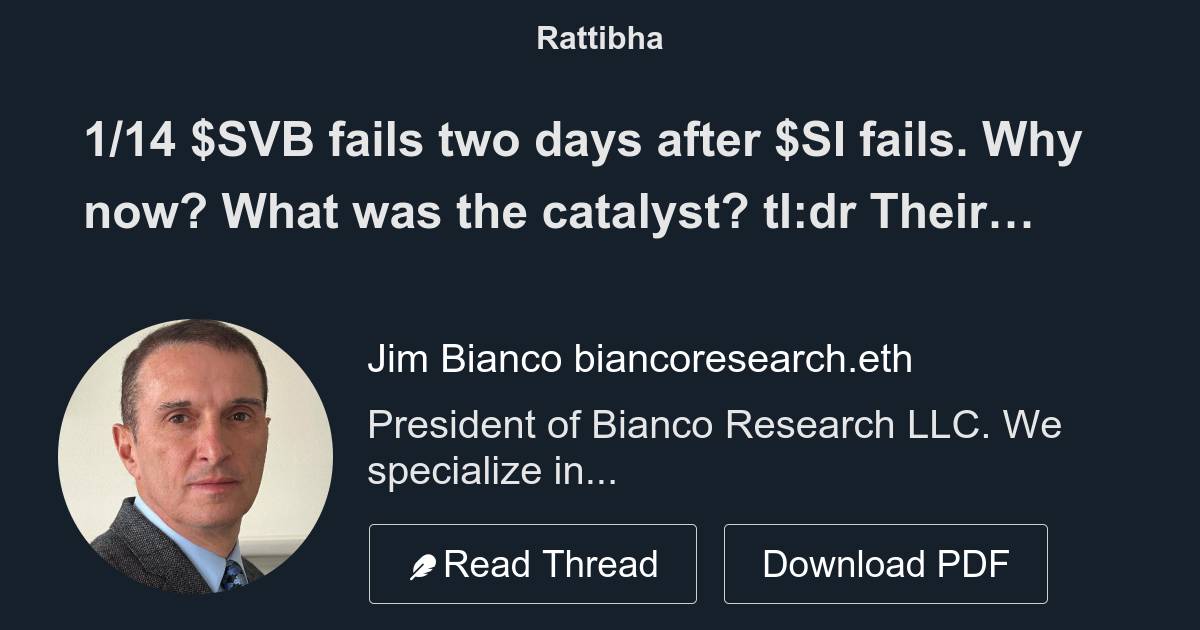 1/14 $SVB fails two days after $SI fails. Why now? What was the ...