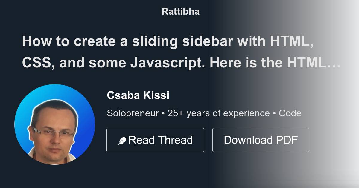 How To Create A Sliding Sidebar With Html Css And Some Javascript