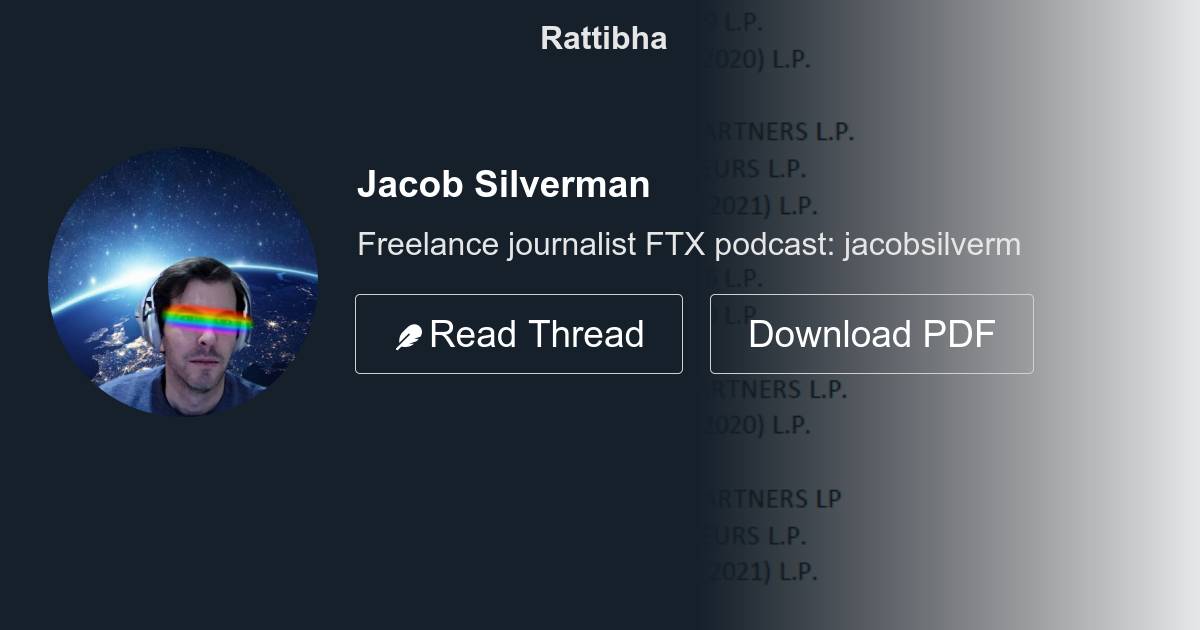 - Thread from Jacob Silverman @SilvermanJacob - Rattibha
