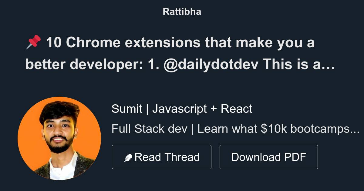 📌 10 Chrome extensions that make you a better developer: - المسلسل من Sumit | Javascript + React ...