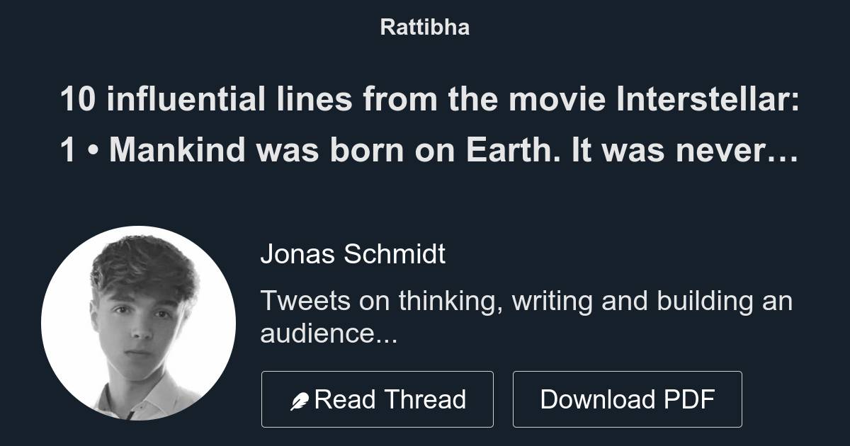 10 influential lines from the movie Interstellar: - Thread from Jonas ...