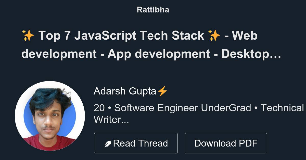 Top 7 JavaScript Tech Stack - Web development - App development - Desktop development ...
