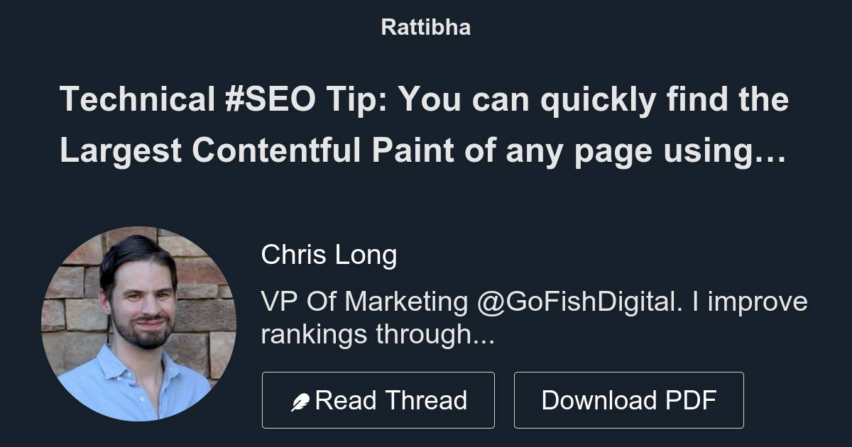 Technical #SEO Tip: You can quickly find the Largest Contentful Paint ...