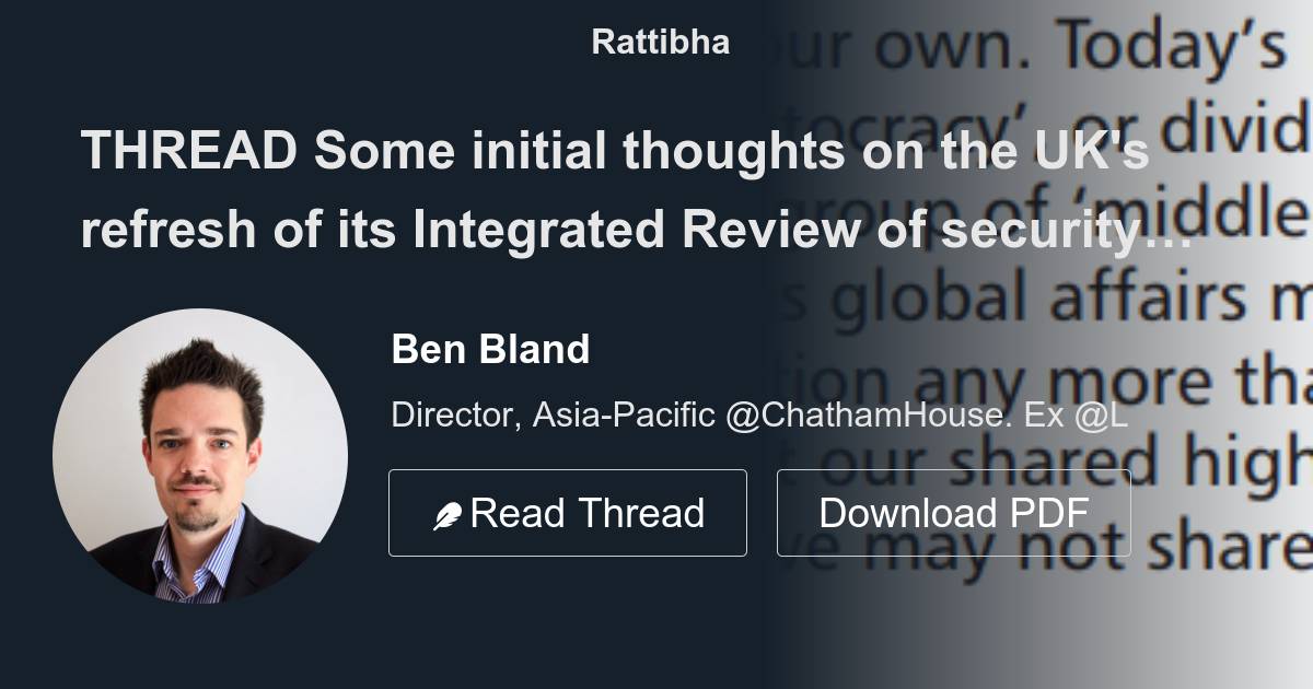 THREAD Some initial thoughts on the UK's refresh of its Integrated Review of security and ...