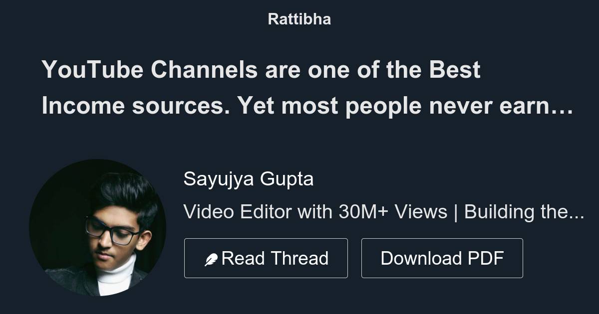 YouTube Channels are one of the Best Income sources. Yet most people never earn a dollar from ...