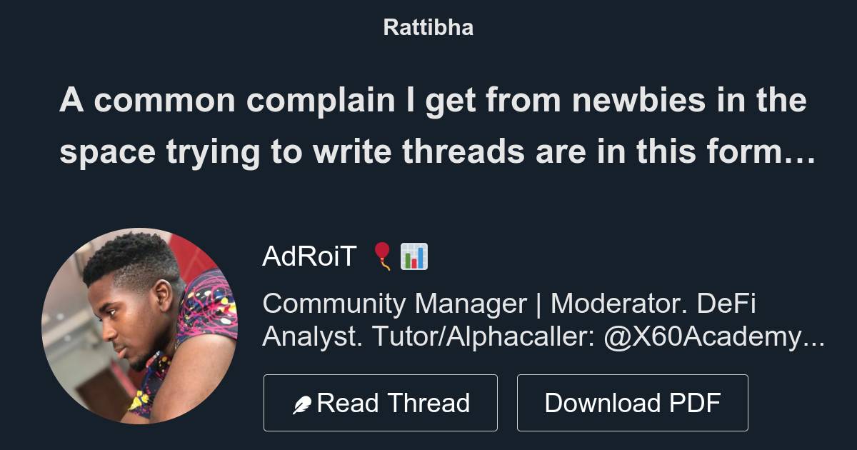A common complain I get from newbies in the space trying to write threads are in this form ...