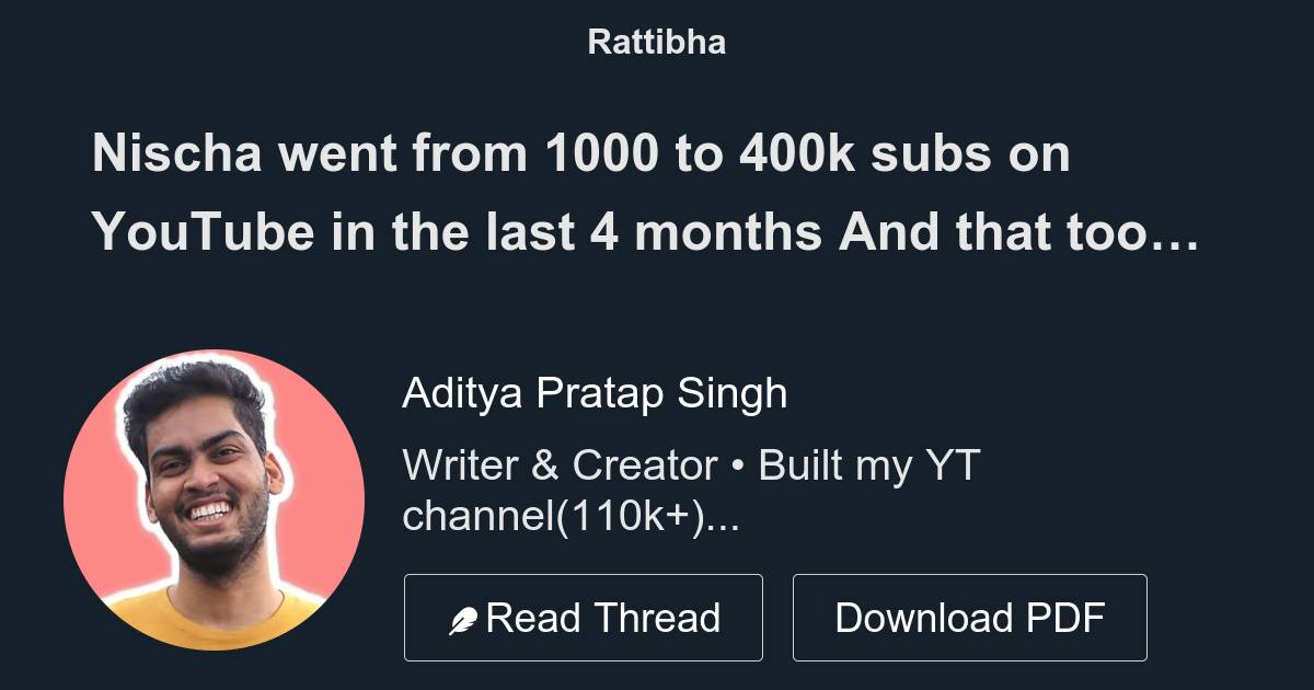Nischa went from 1000 to 400k subs on YouTube in the last 4 months And ...
