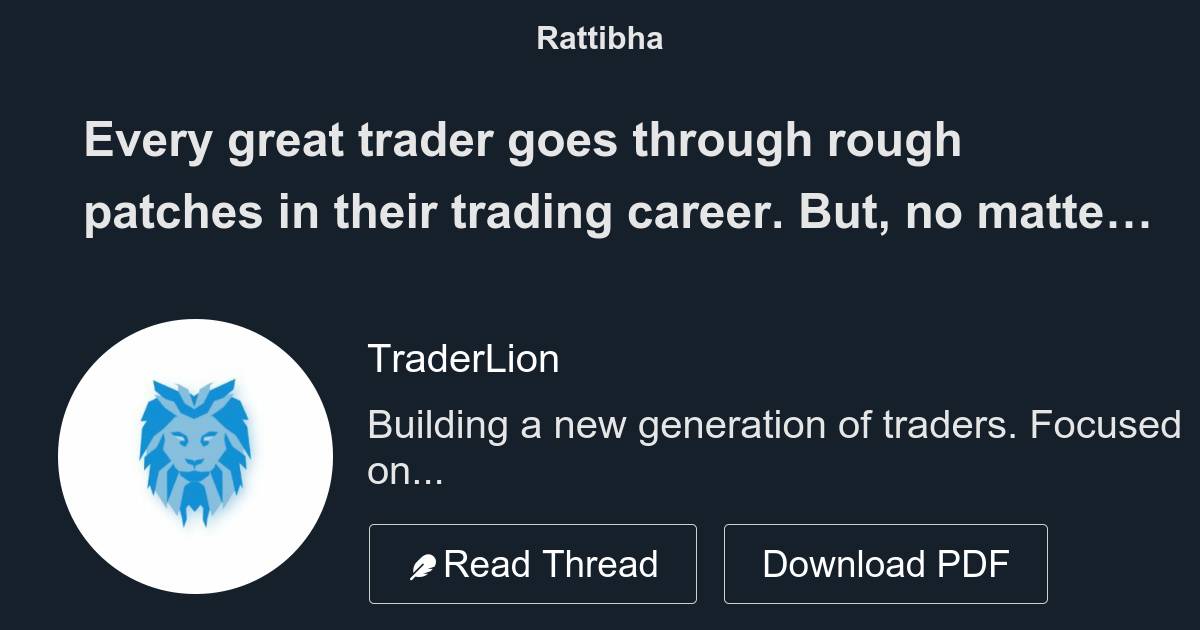 Every great trader goes through rough patches in their trading career ...