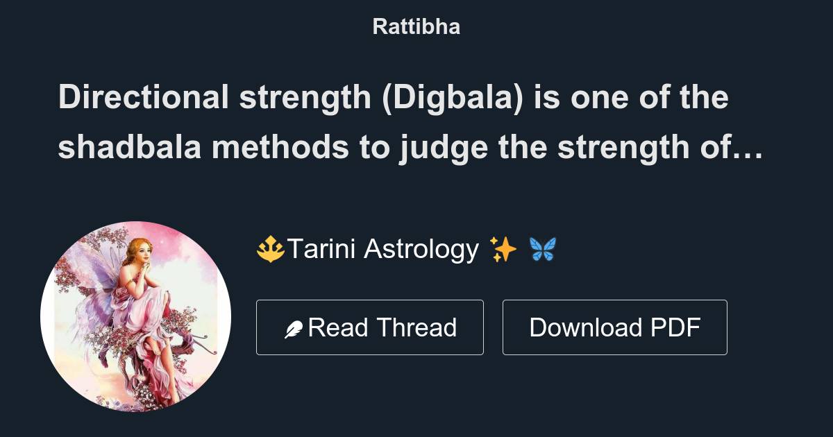 Directional strength (Digbala) is one of the shadbala methods to judge ...