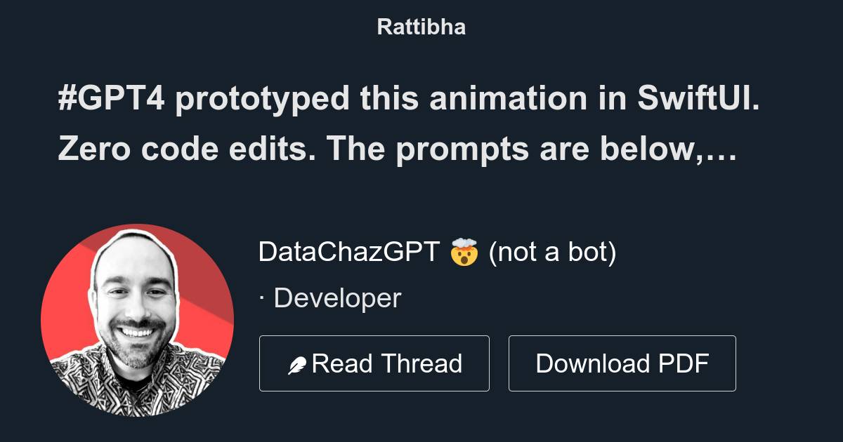 #GPT4 prototyped this animation in SwiftUI. Zero code edits. - المسلسل من DataChazGPT 🤯 (not a ...