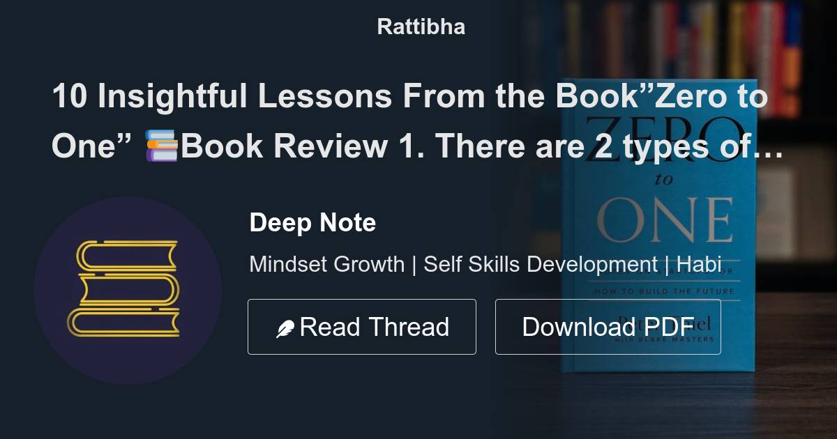 10 Insightful Lessons From the Book”Zero to One” 📚Book Review - المسلسل ...