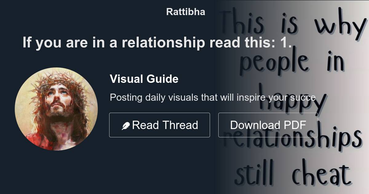 If you are in a relationship read this: - Thread from Visual Guide ...