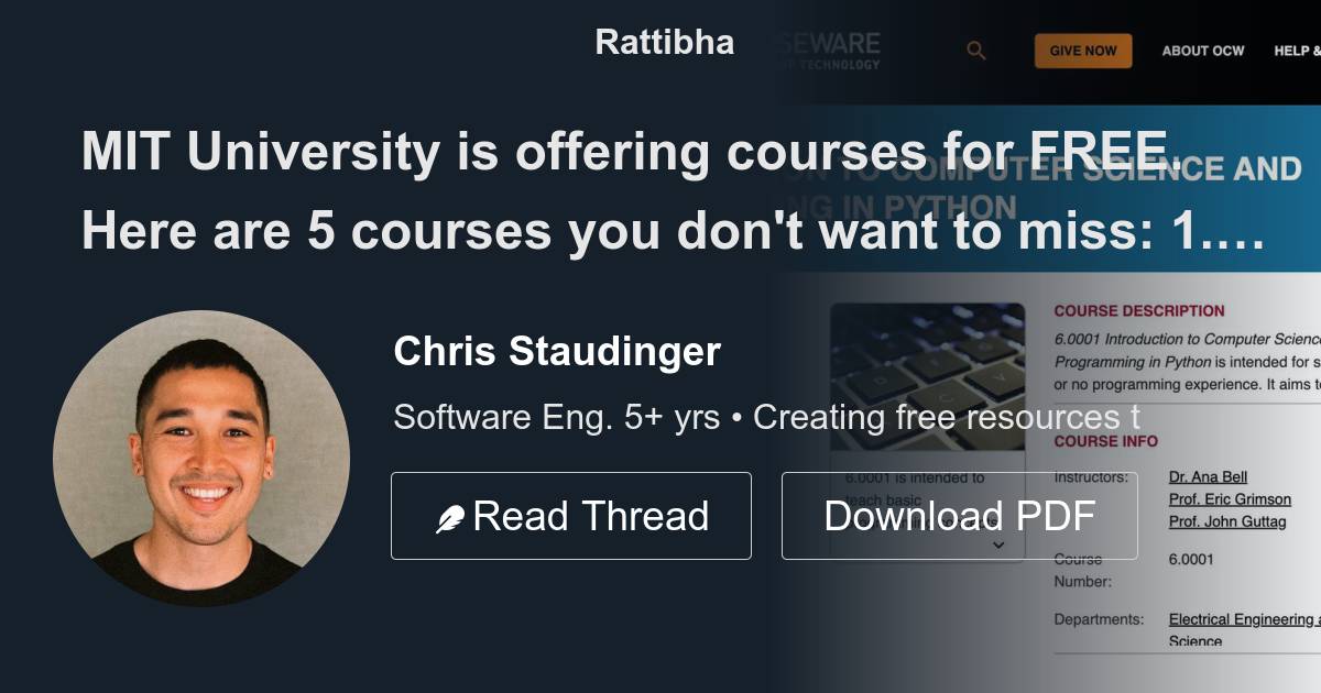 MIT University is offering courses for FREE. Here are 5 courses you don ...