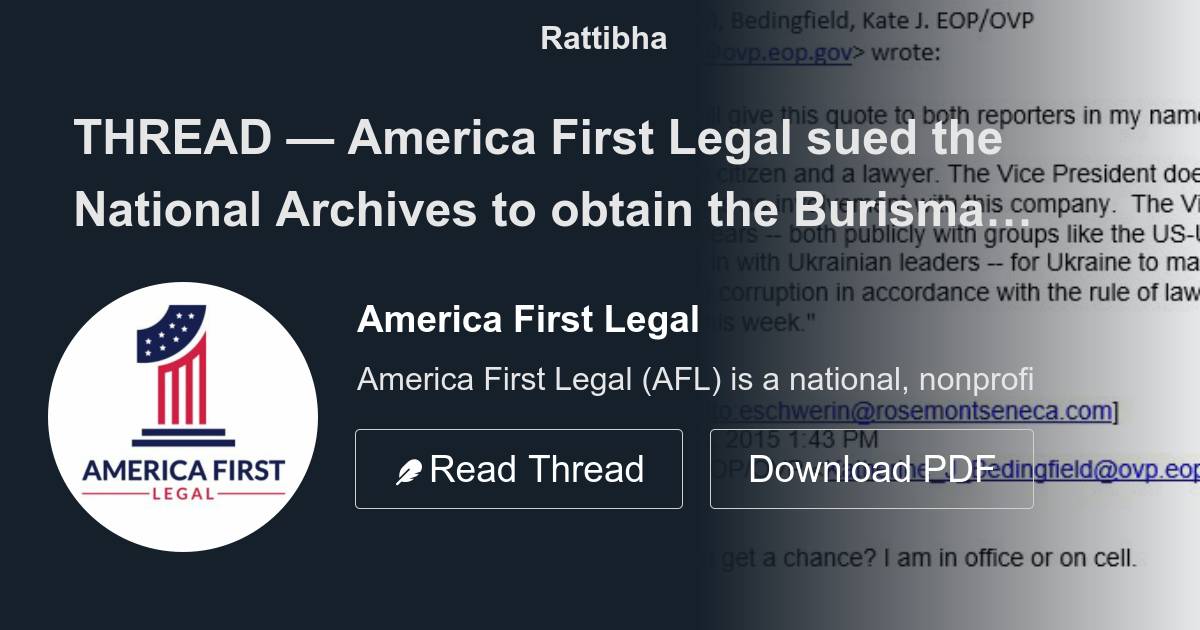 THREAD — America First Legal sued the National Archives to obtain the ...
