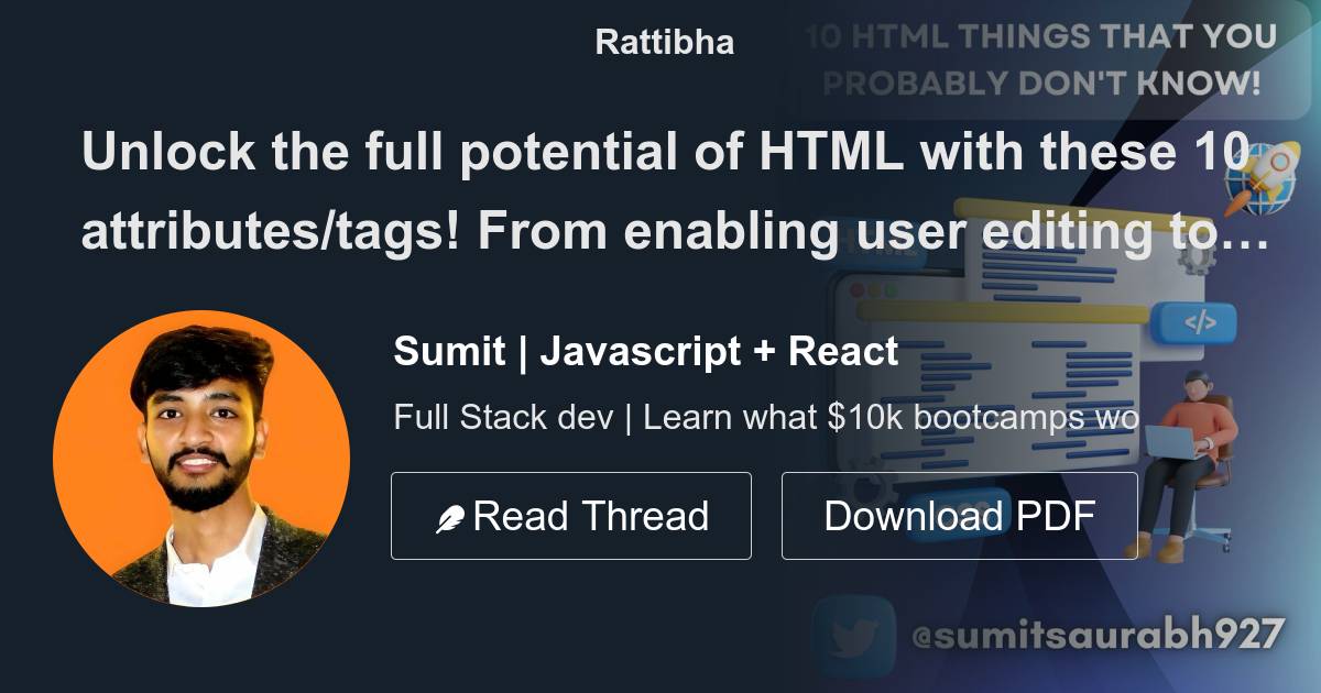 Unlock the full potential of HTML with these 10 attributes/tags! From ...