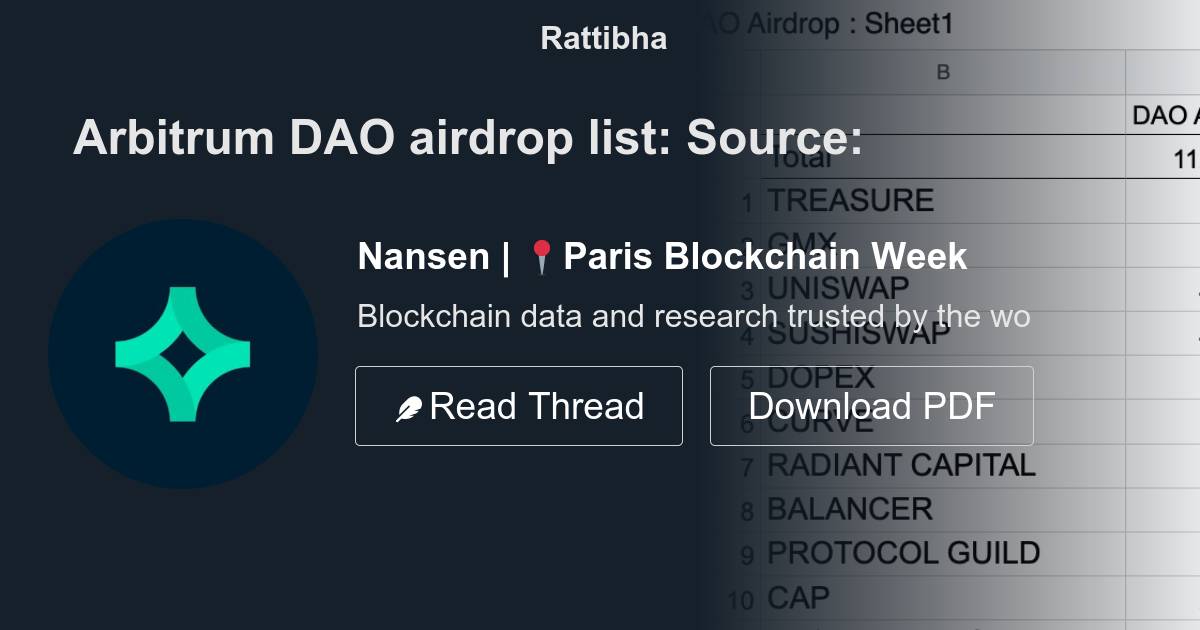 Arbitrum DAO airdrop list: - المسلسل من Nansen | 📍Paris Blockchain Week @nansen_ai - رتبها