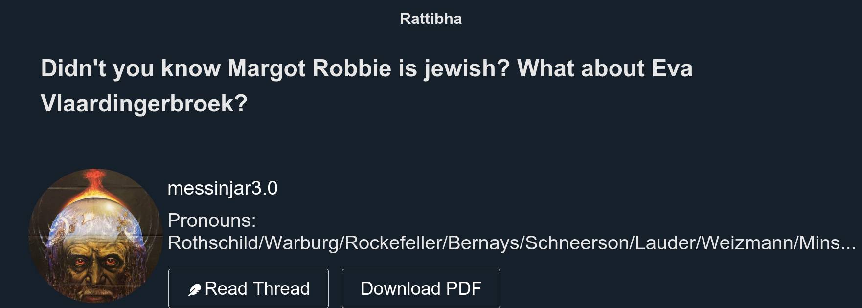 Didn't you know Margot Robbie is jewish? - Thread from messinjar3.0 ...