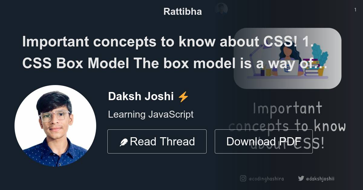 Important concepts to know about CSS! - المسلسل من Daksh Joshi 🪐 @dakshjoshii - رتبها