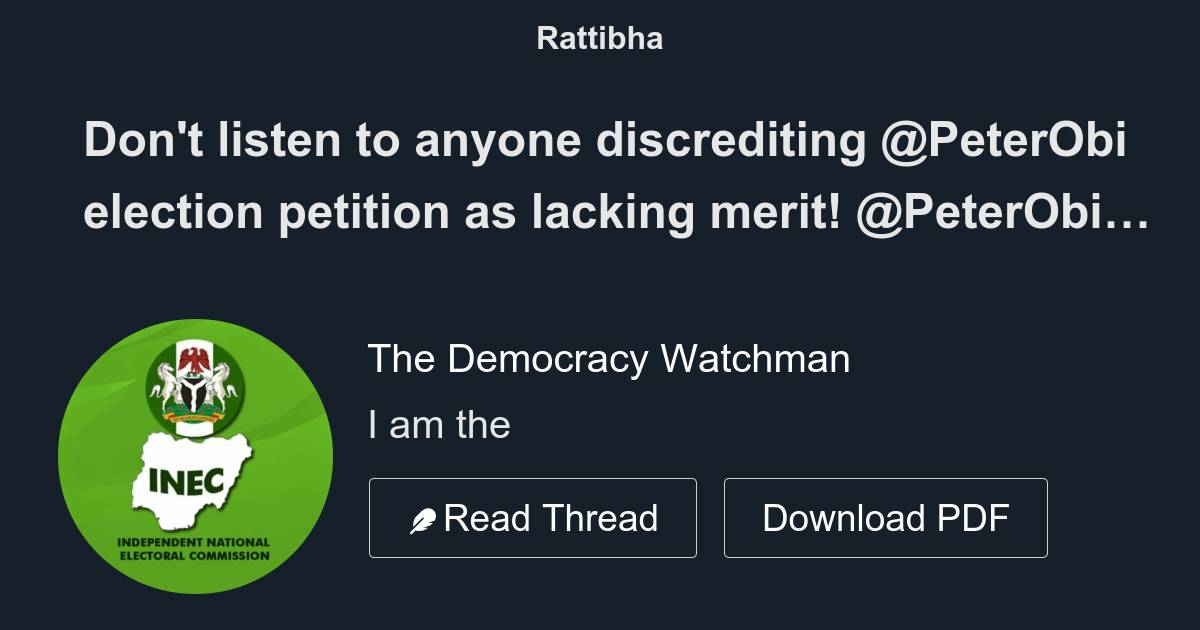 Don't listen to anyone discrediting @PeterObi election petition as ...