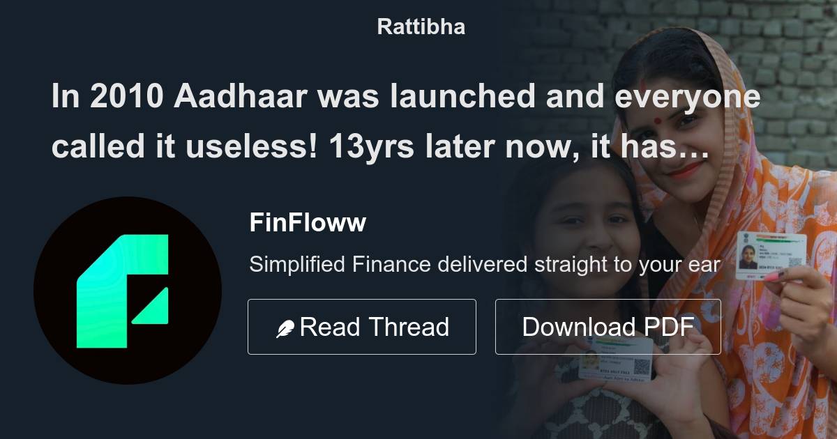 In 2010 Aadhaar was launched and everyone called it useless! 13yrs ...