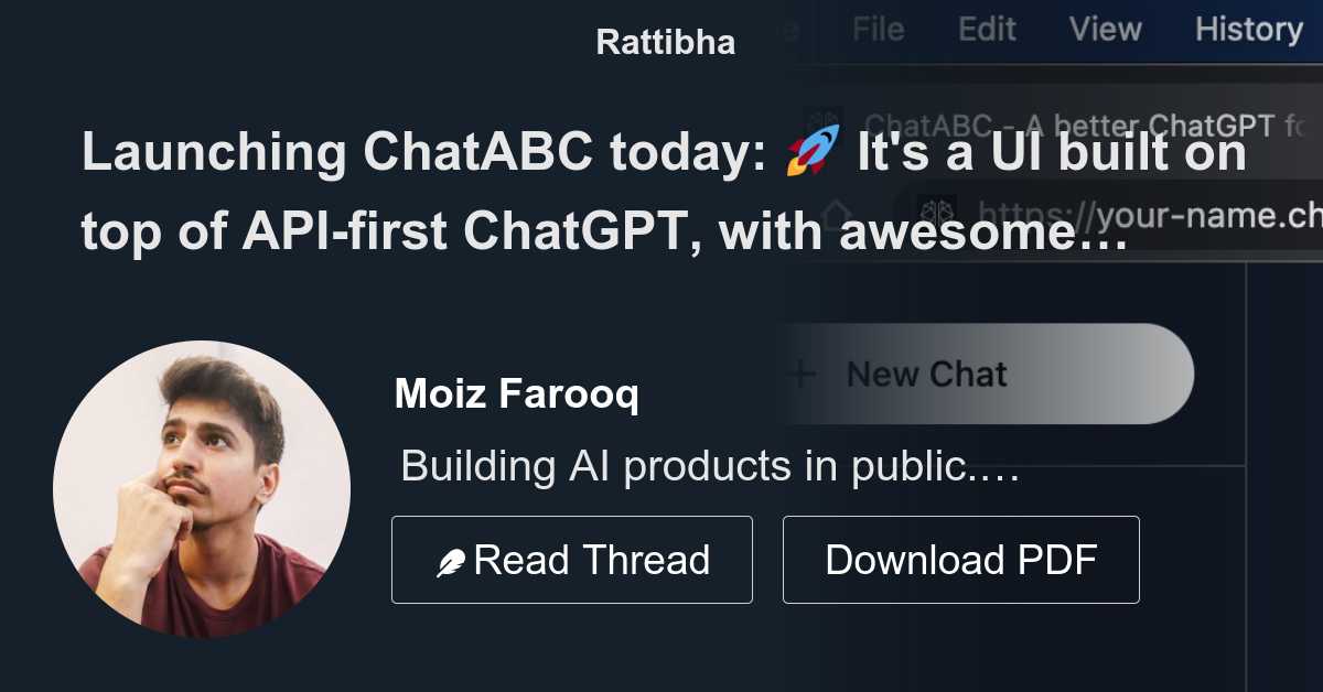 Launching ChatABC today: 🚀 https://t.co/4GYTrHg4Pc It's a UI built on top of API-first ChatGPT ...