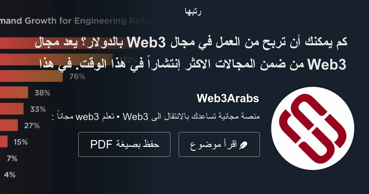كم يمكنك أن تربح من العمل في مجال Web3 بالدولار؟ يعد مجال Web3 من ضمن المجالات الاكثر إنتشاراً ...
