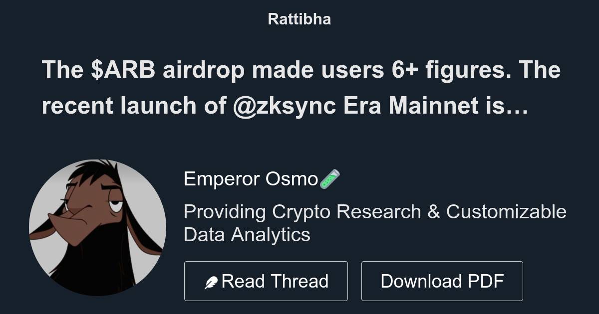 The $ARB airdrop made users 6+ figures. The recent launch of @zksync ...