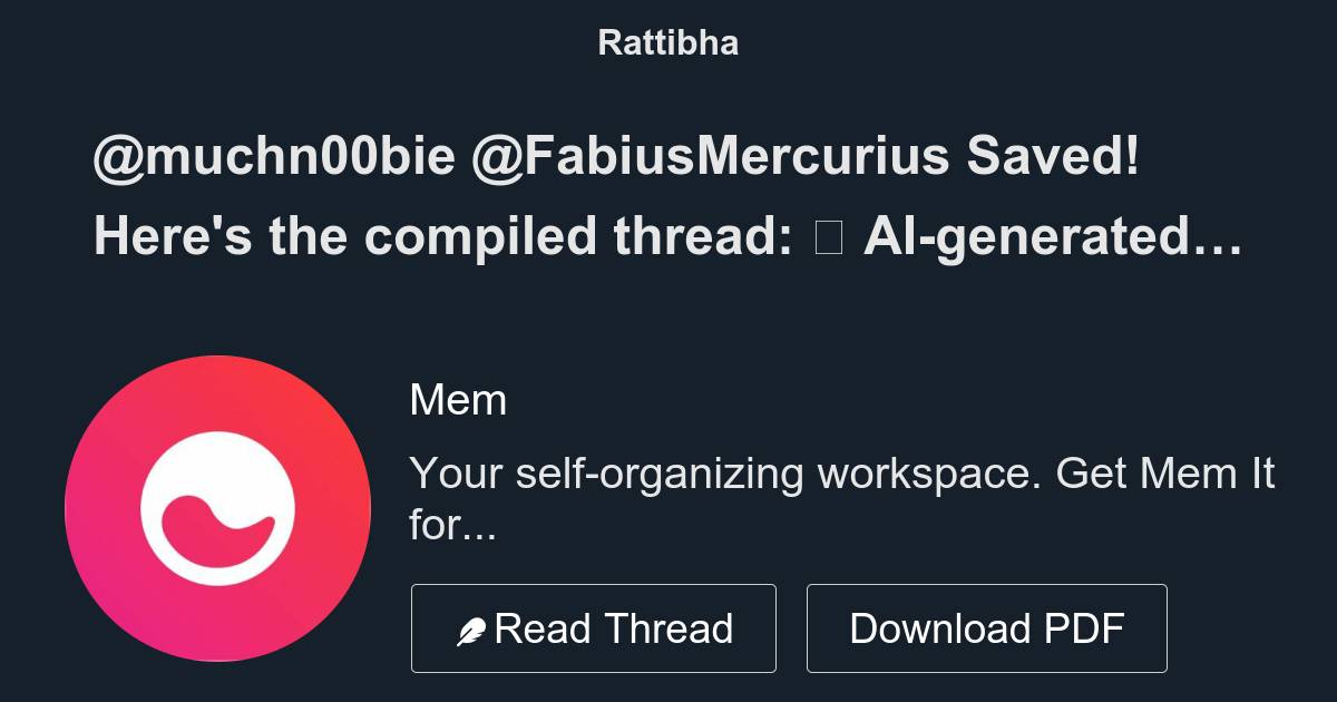 @muchn00bie @FabiusMercurius Saved! Here's the compiled thread: https://t.co/eXRCiq69rh 🪄 AI ...